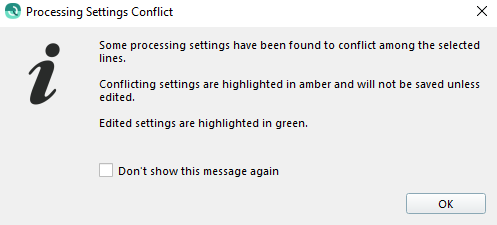 Qimera Processing Settings Dialog
